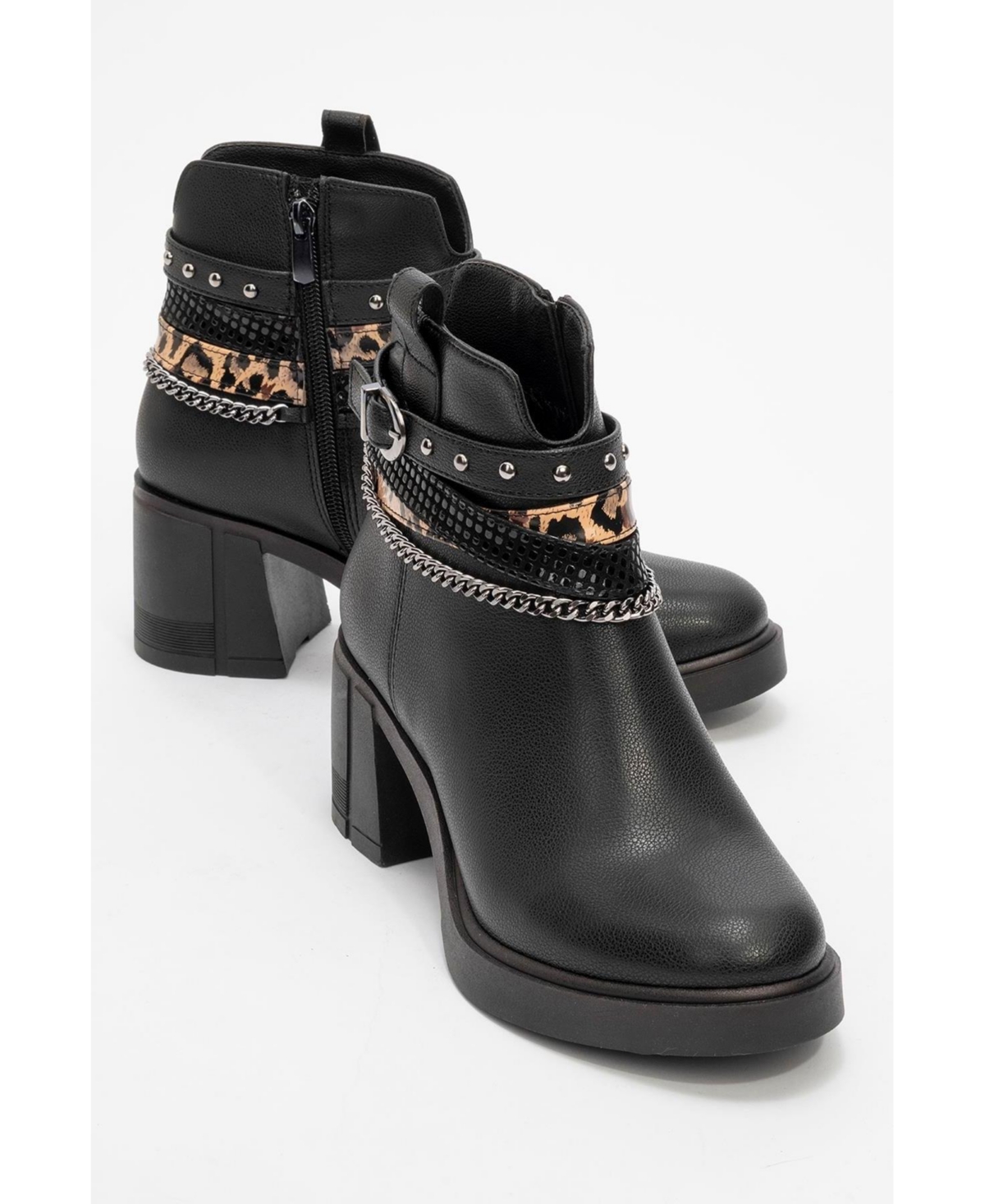 Click here for Prologue Shoes Boliva Buckled Chain Block Heel Boo... prices