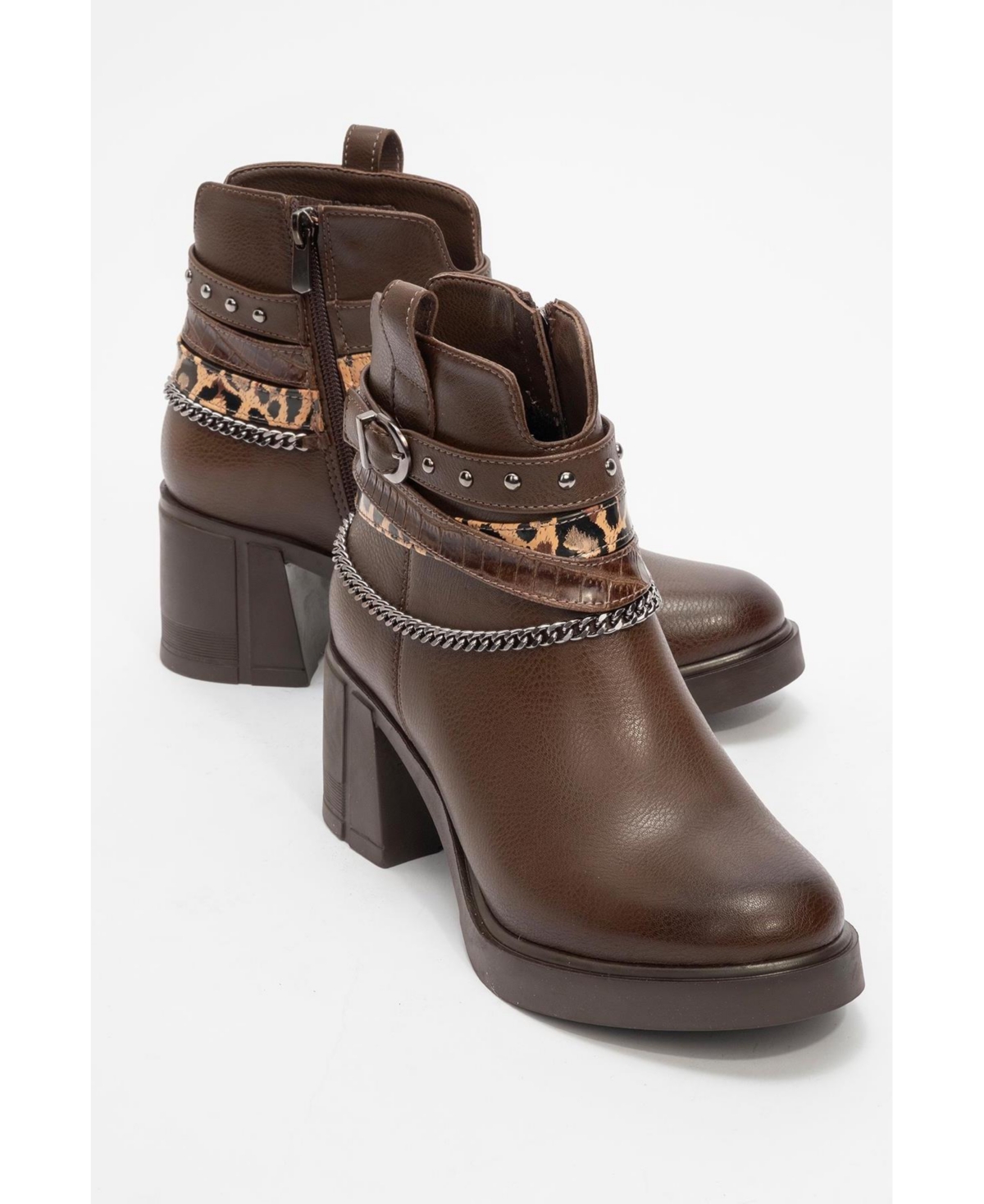 Click here for Prologue Shoes Boliva Buckled Chain Block Heel Boo... prices