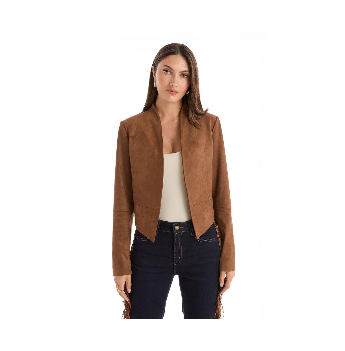 Click here for The Noli Shop Womens Yasmin Suede Jacket - Cognac... prices