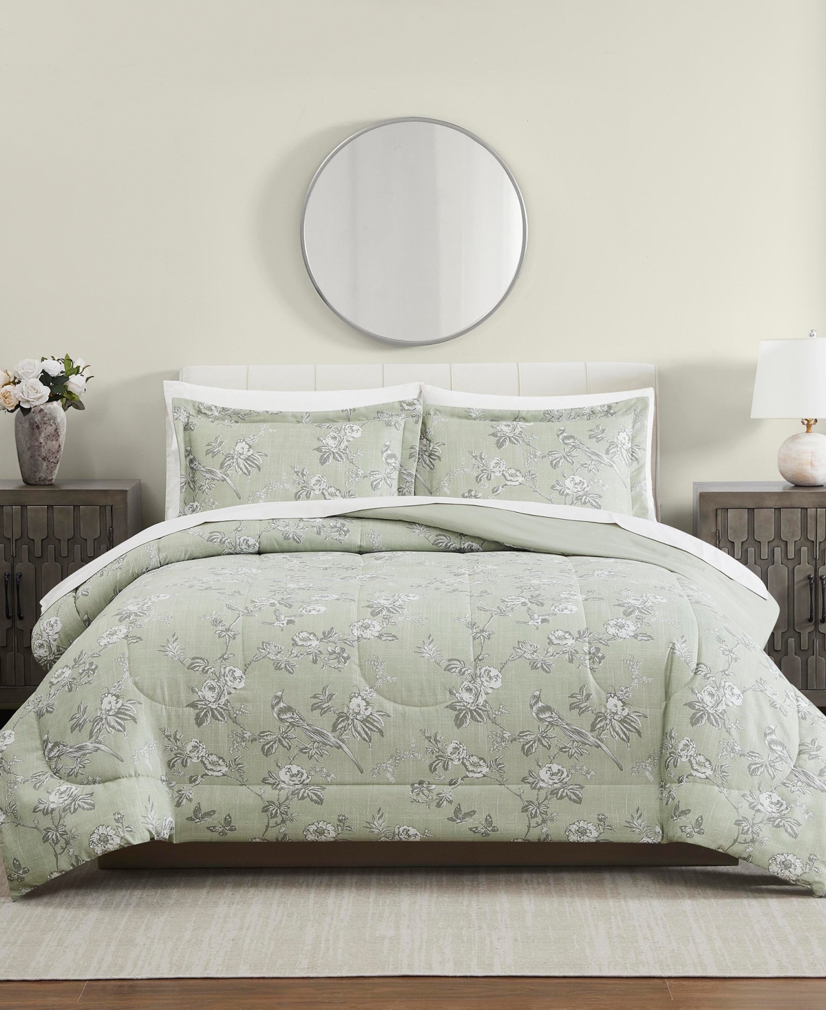 Click here for Pem America Bird Toile 3-Pc. Comforter Sets - Sage prices
