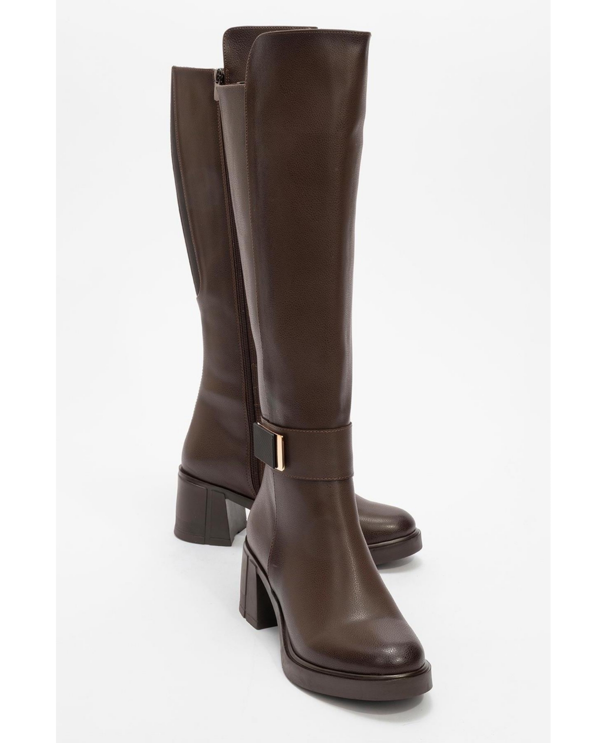 Click here for Prologue Shoes Moreni Stretch Buckle Block Heel Kn... prices