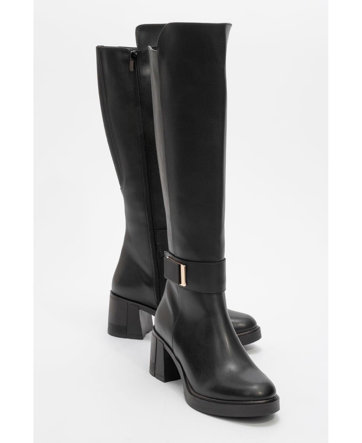 Click here for Prologue Shoes Moreni Stretch Buckle Block Heel Kn... prices