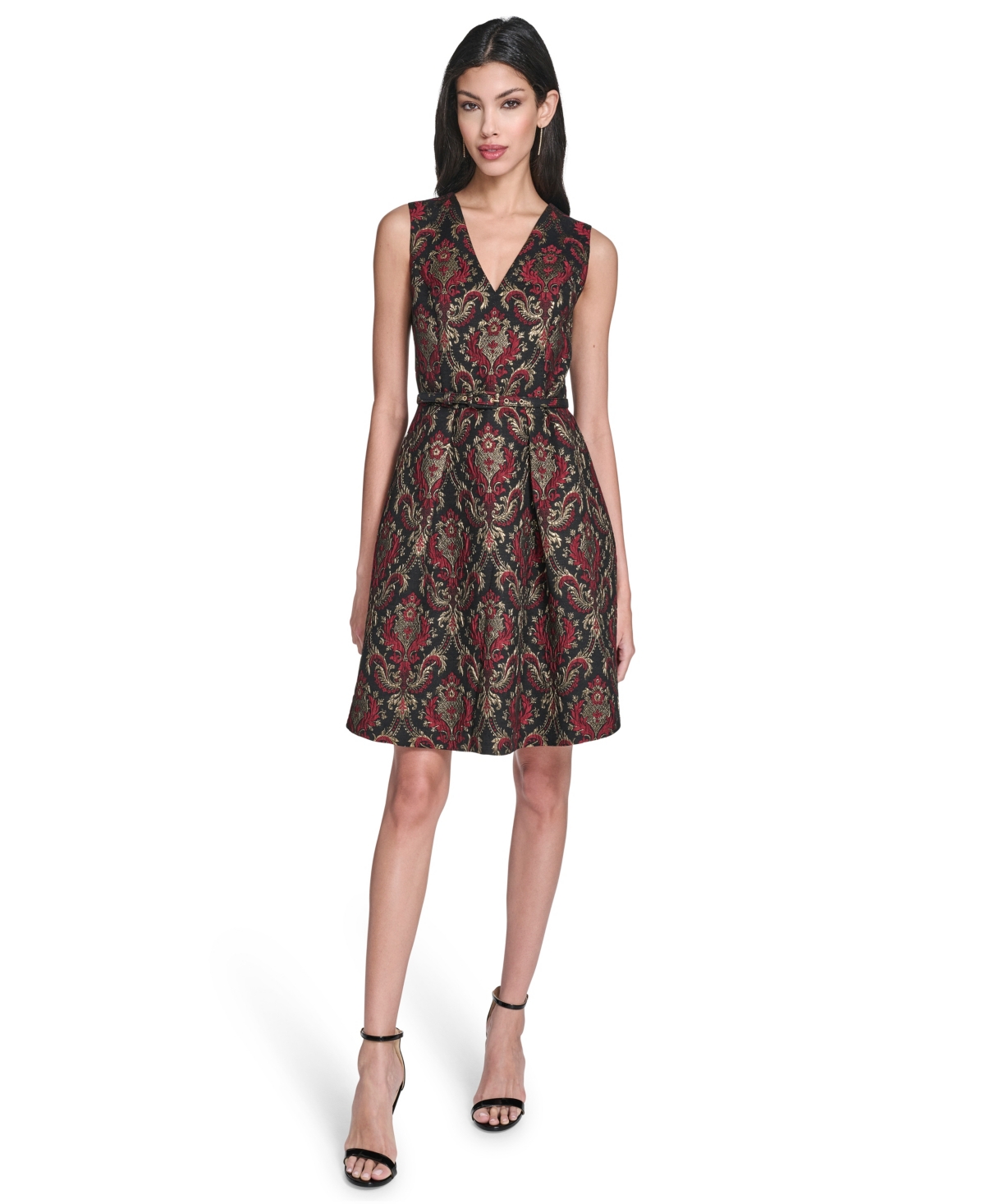 Click here for Vince Camuto Womens V-Neck Fit and Flare Dress - B... prices