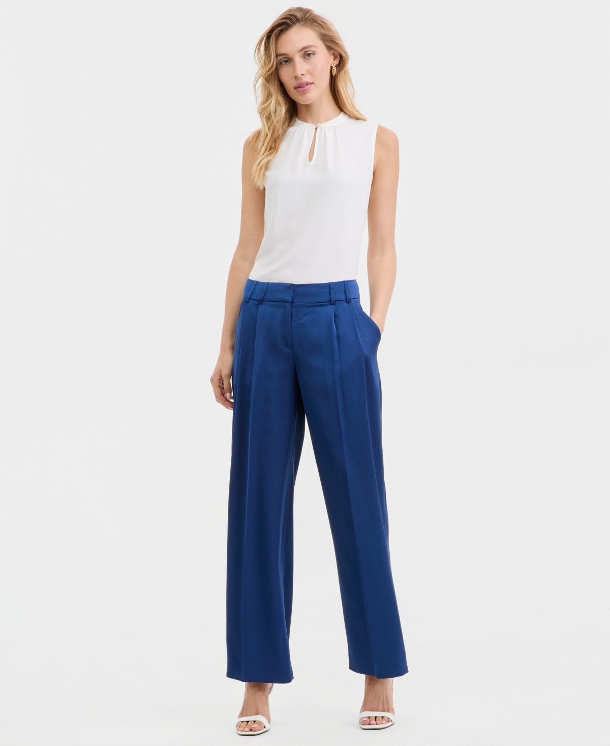 Click here for Tahari Asl Womens Satin Pleat-Front Wide-Leg Pants... prices