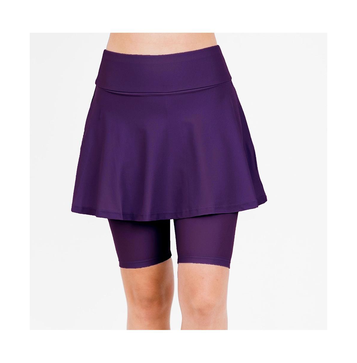 Click here for Calypsa Plus Size Midi Swim Skort - Eggplant prices