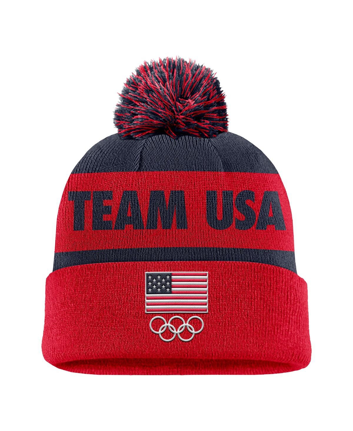 Click here for Nike Mens Red Peak Cuffed Pom with Knit Hat - Red prices