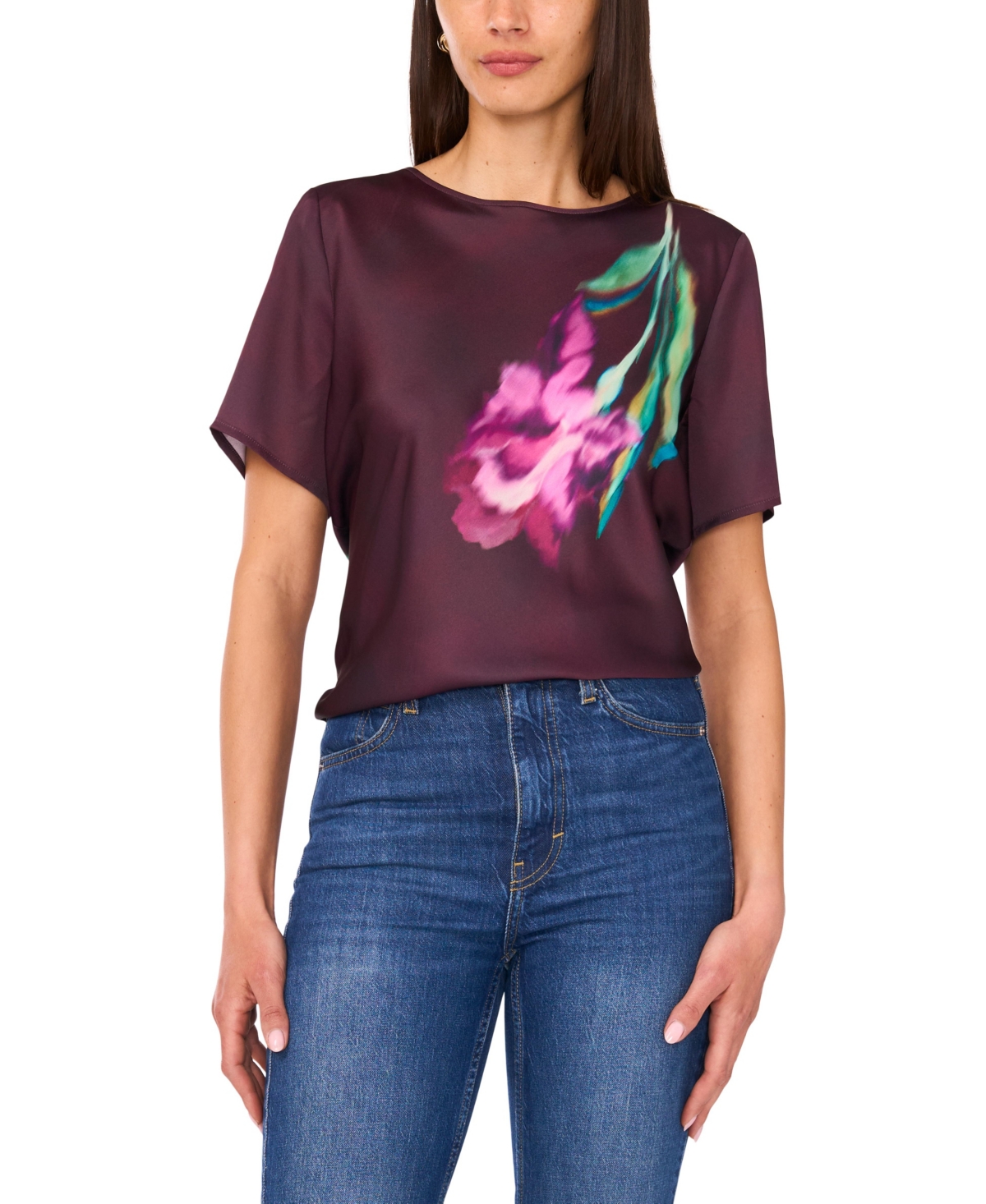 Click here for Vince Camuto Womens Crew Neck Short Sleeve Top - G... prices
