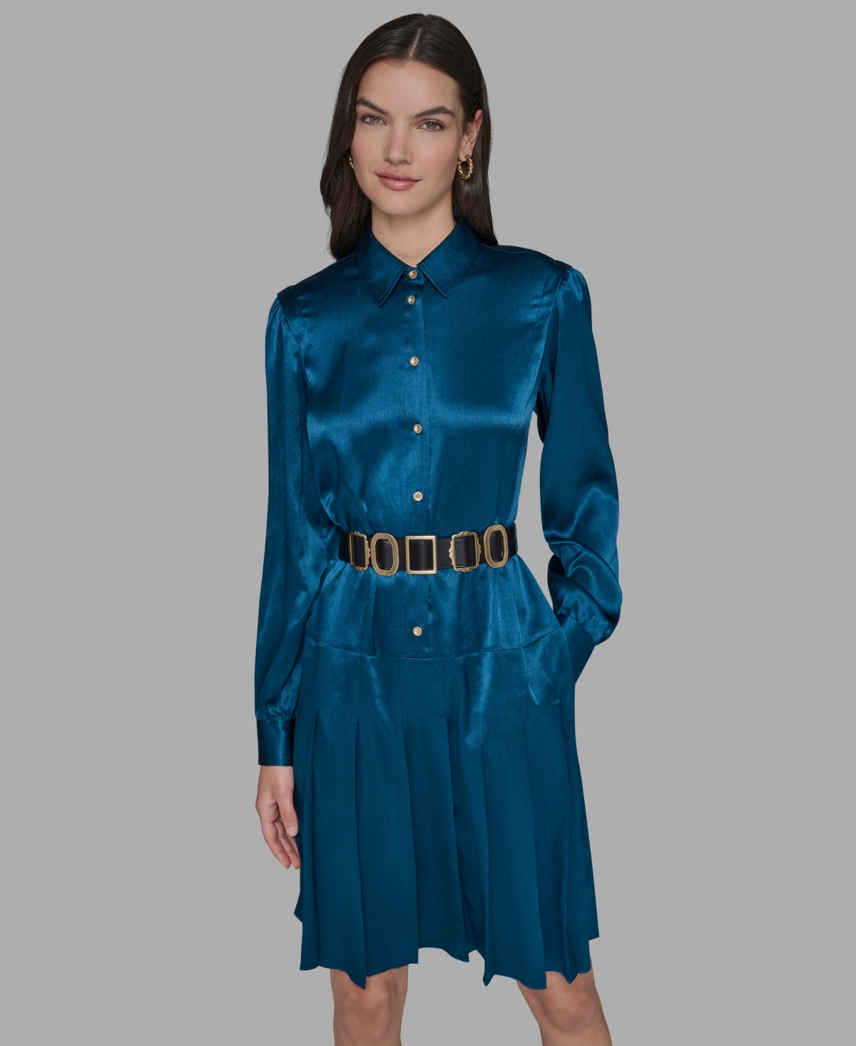 Click here for Karl Lagerfeld Paris Womens Collared Belted Shirt... prices