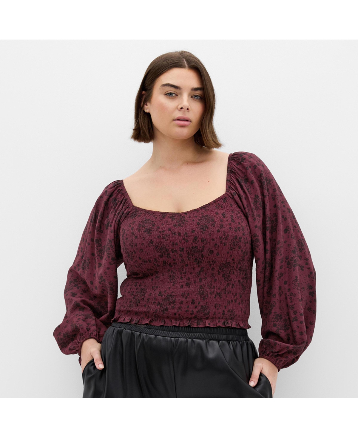 Click here for City Chic Plus Size Abbie Floral Print Top - Cherr... prices
