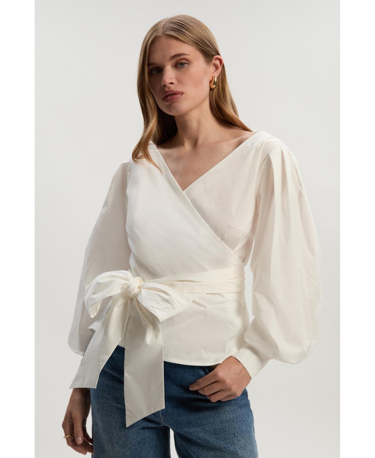 Click here for Karen Millen Womens Woven Wrap Detail Blouse - Whi... prices