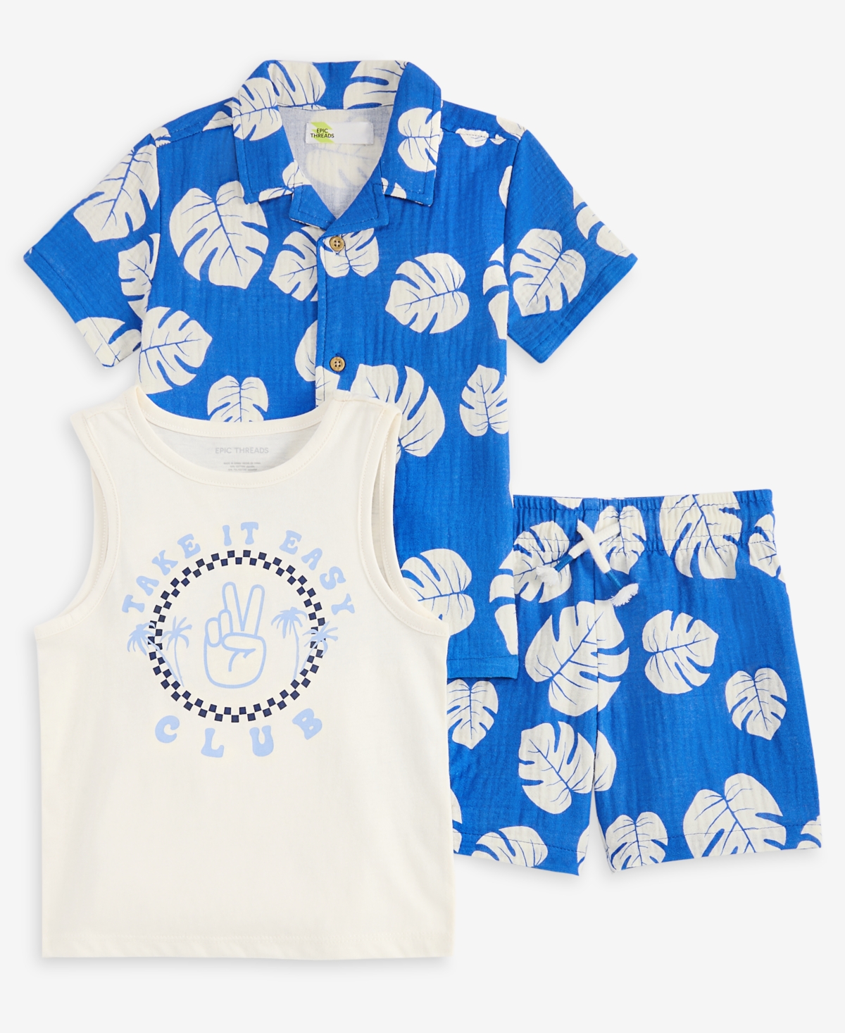 Click here for Epic Threads Boys Toddler 2T-4T Leaf-Print Shirt... prices