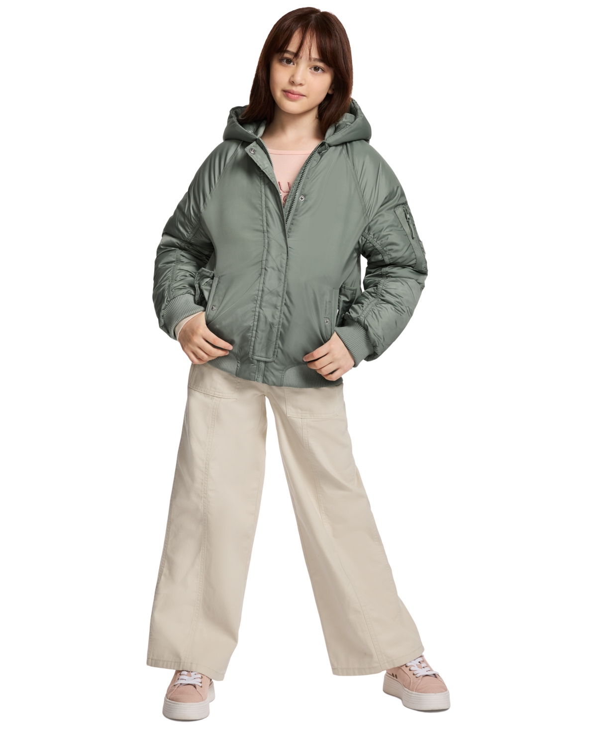 Click here for Calvin Klein Girls 7-16 Hooded Long Sleeve Bomber... prices