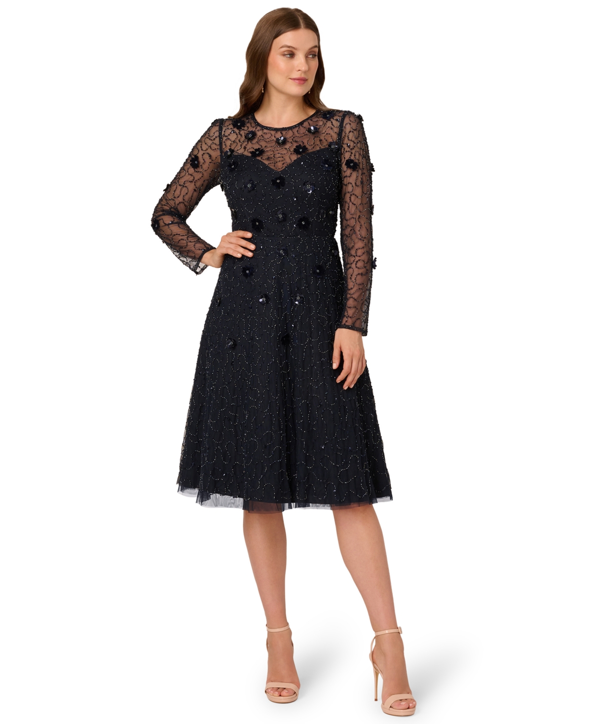 Click here for Adrianna Papell Womens Beaded Velvet Midi Dress -... prices