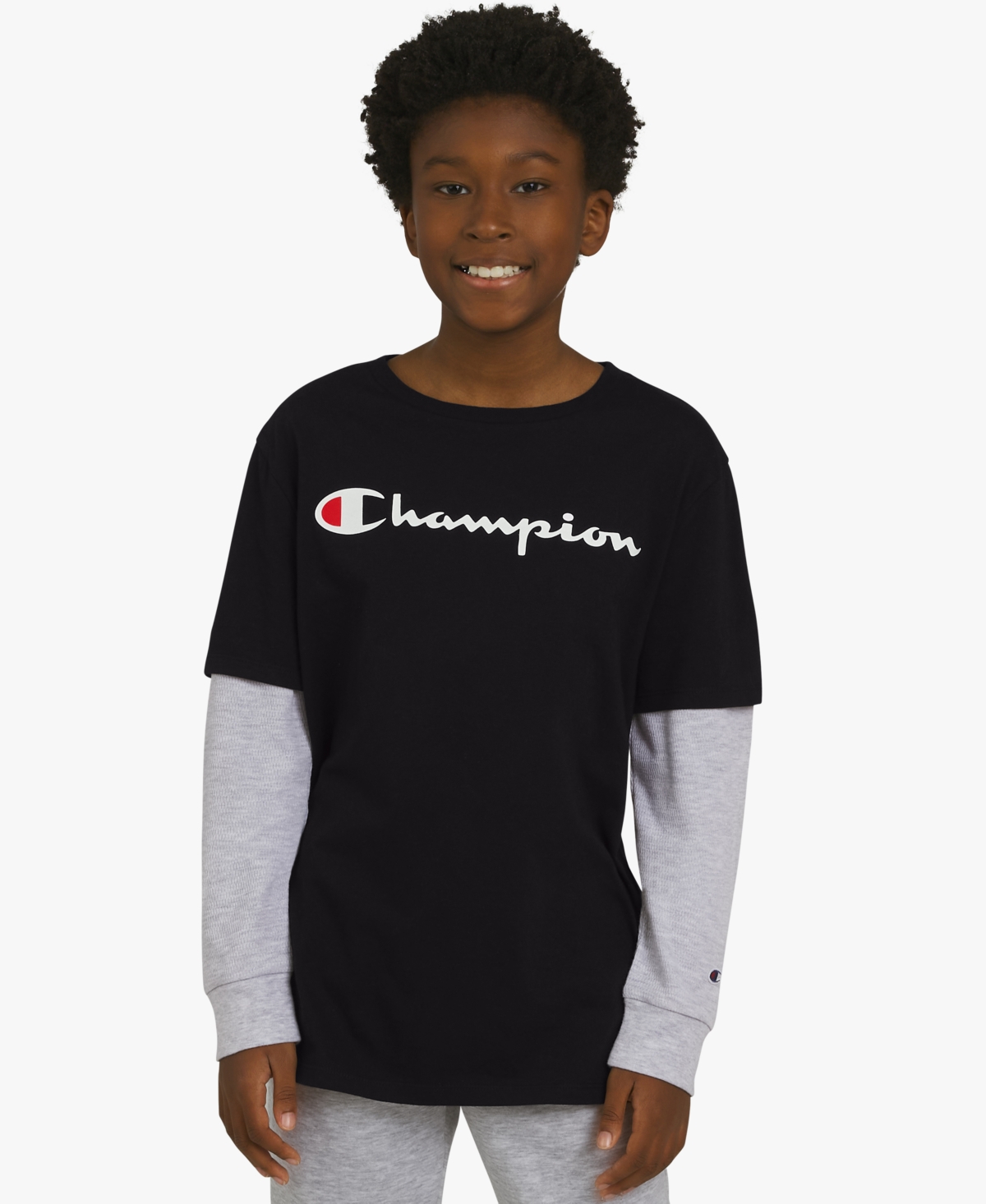 Click here for Champion Boys 8-20 Layered-Look Logo Graphic Crewn... prices