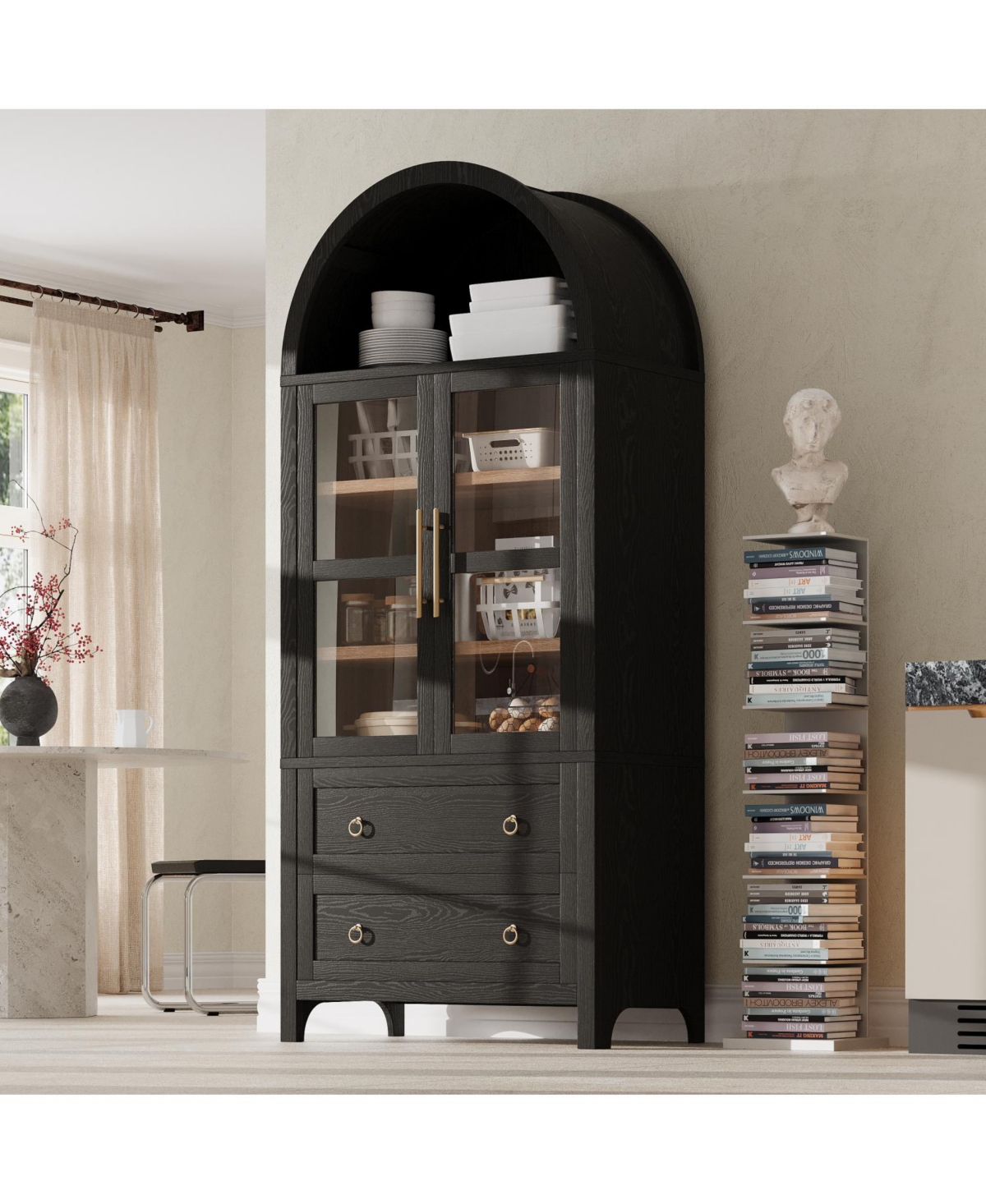 Click here for Streamdale 71 Arched Kitchen Pantry Cabinet - Blac... prices