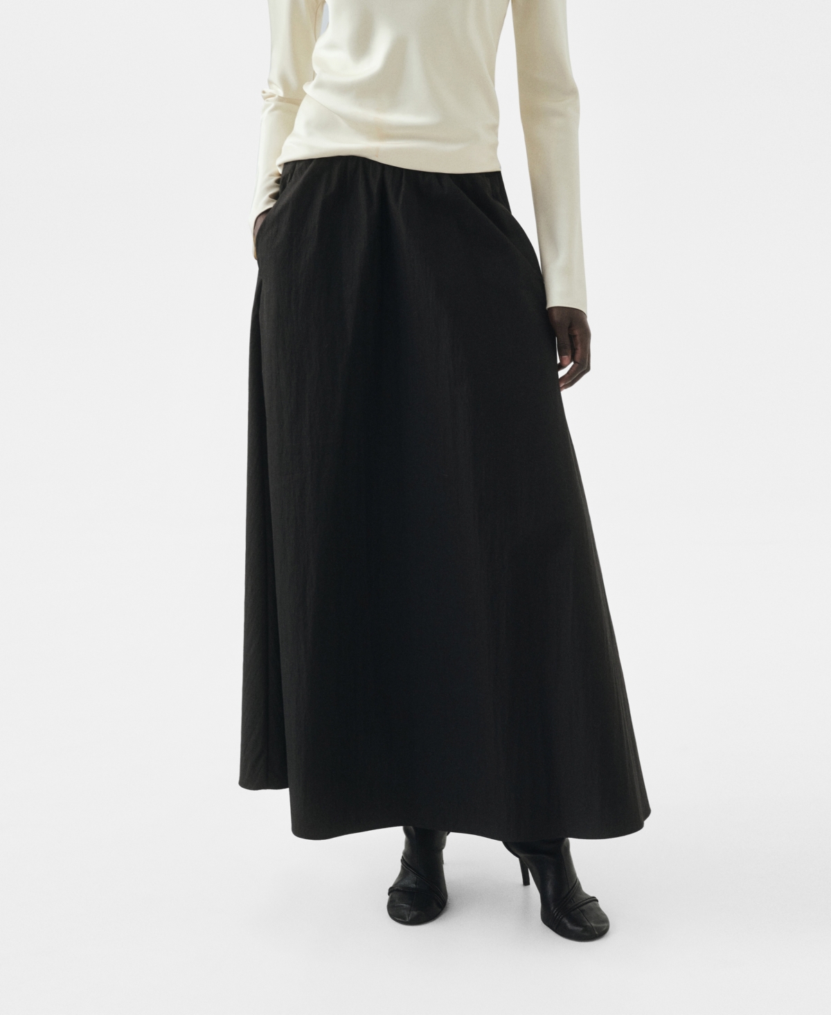Click here for Mango Womens Long Flared Skirt - Black prices