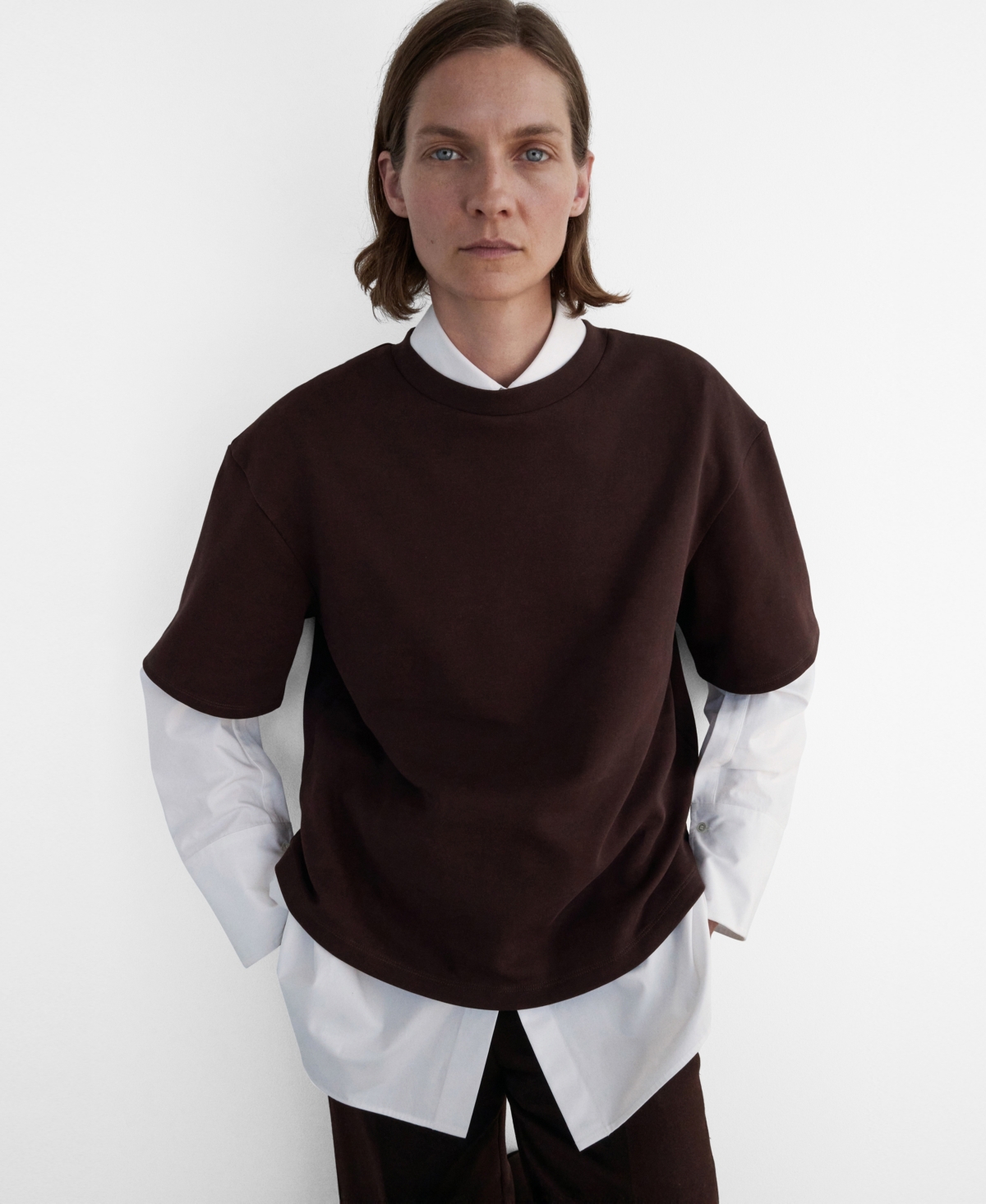 Mango Womens Oversized Cotton T-Shirt - Brown