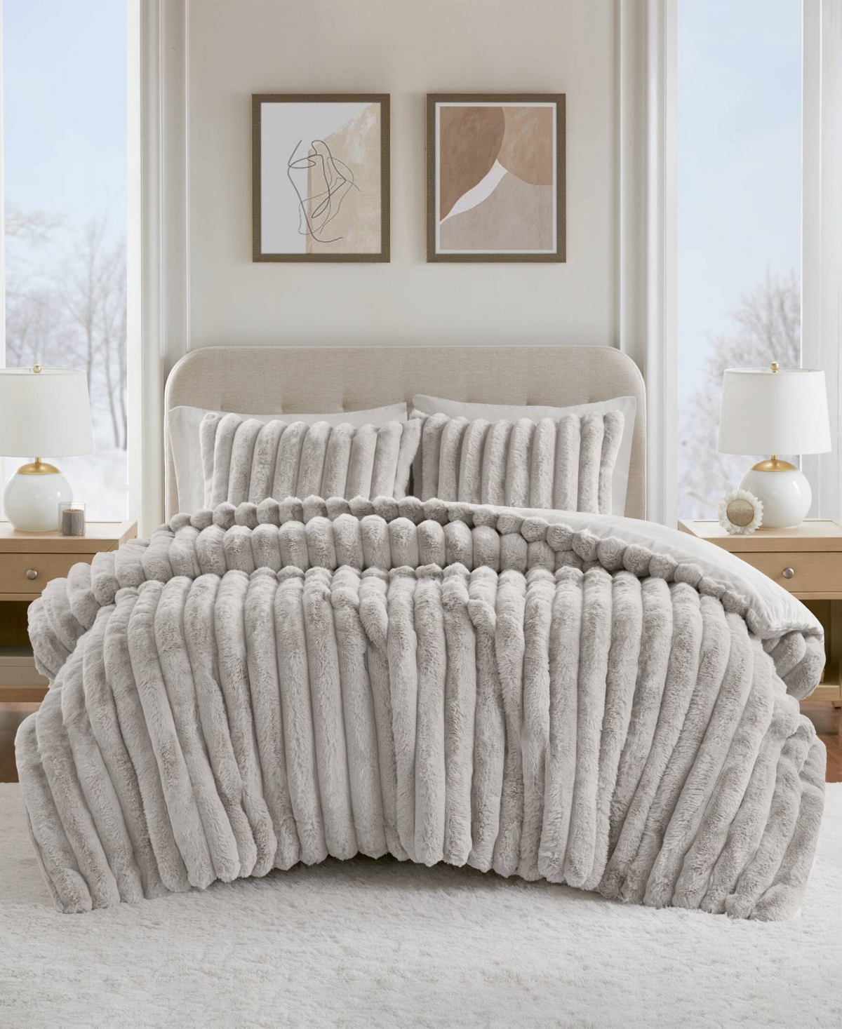 Click here for Madison Park Jasmine Faux Fur Reverse to Velvet 3-... prices
