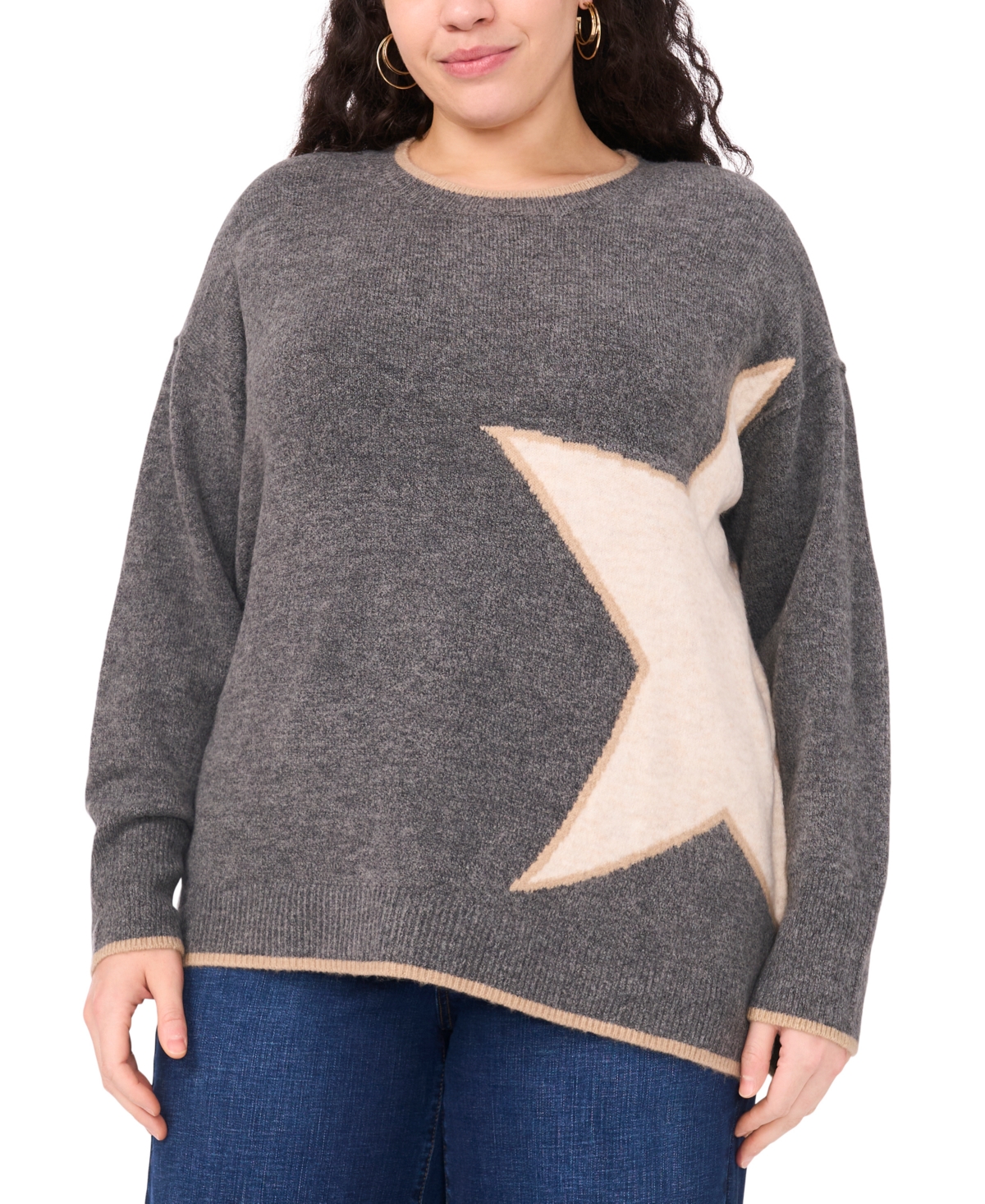 Click here for Vince Camuto Plus Size Star Print Long-Sleeve Swea... prices
