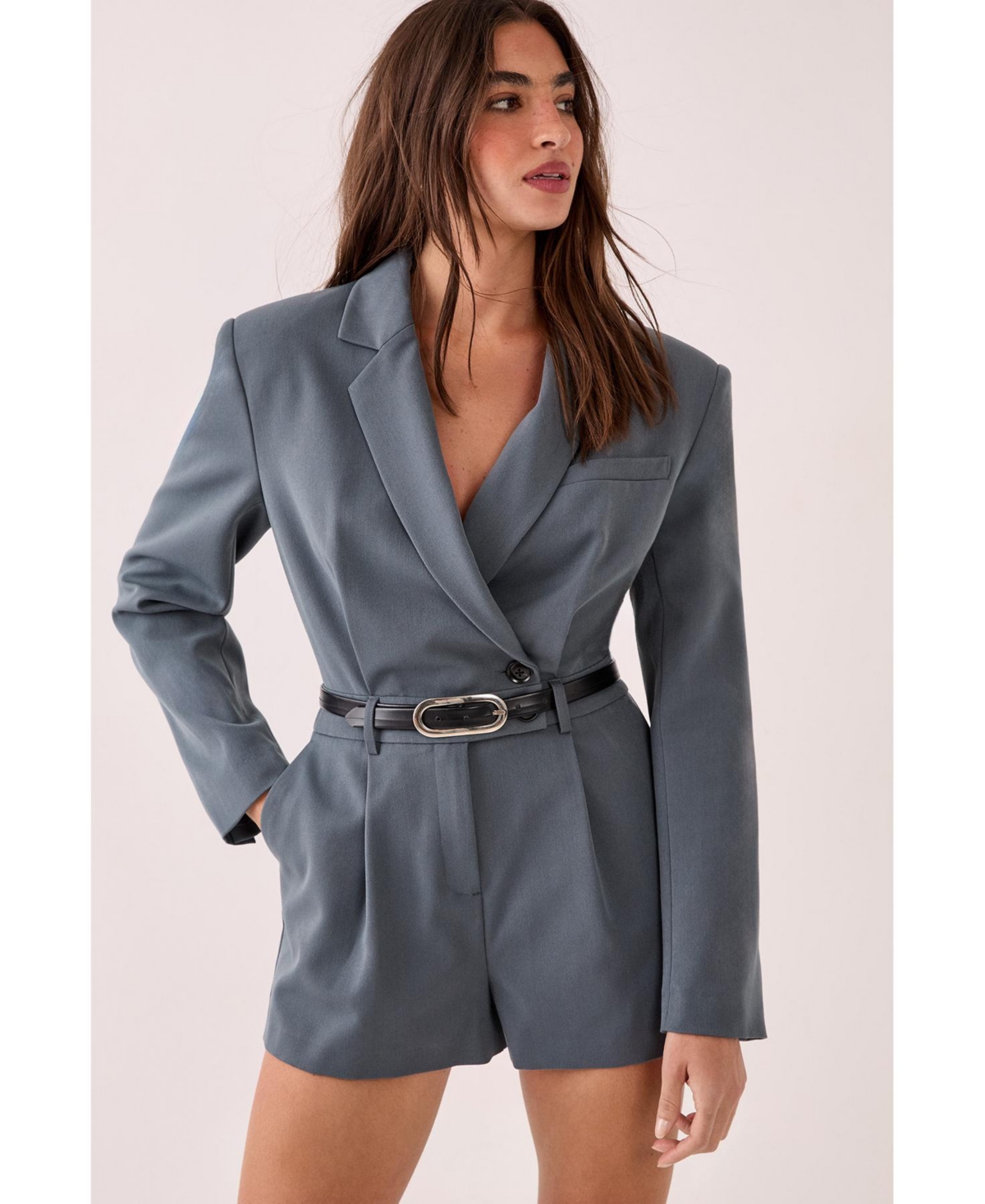 Click here for Nasty Gal Womens Tailored Button Detail Romper - G... prices