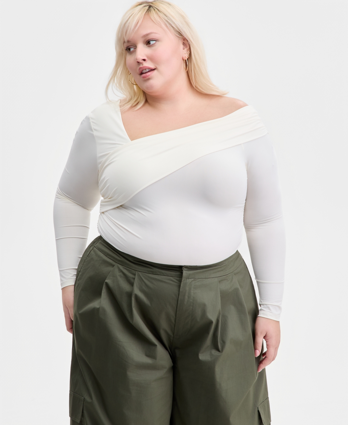 Click here for Bar Iii Trendy Plus Size Asymmetrical-Neck Long-Sl... prices
