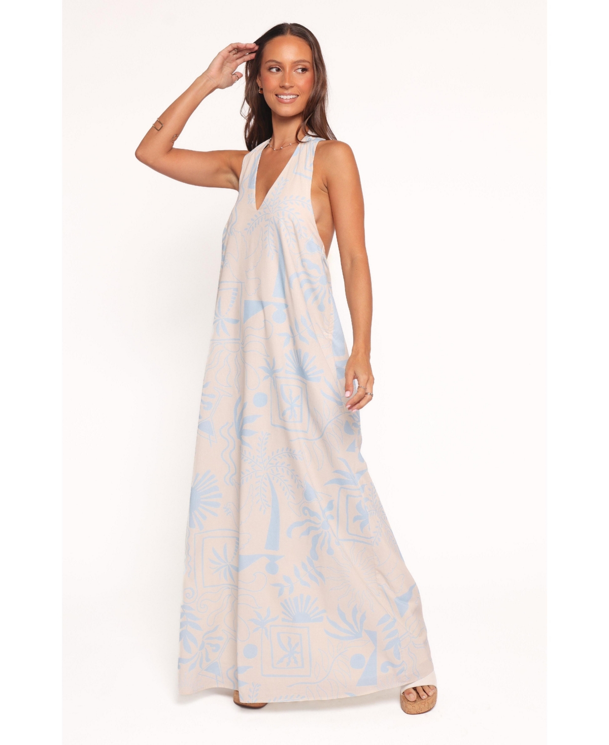 Click here for Petal and Pup Womens Naida Maxi Dress - Blue solei... prices