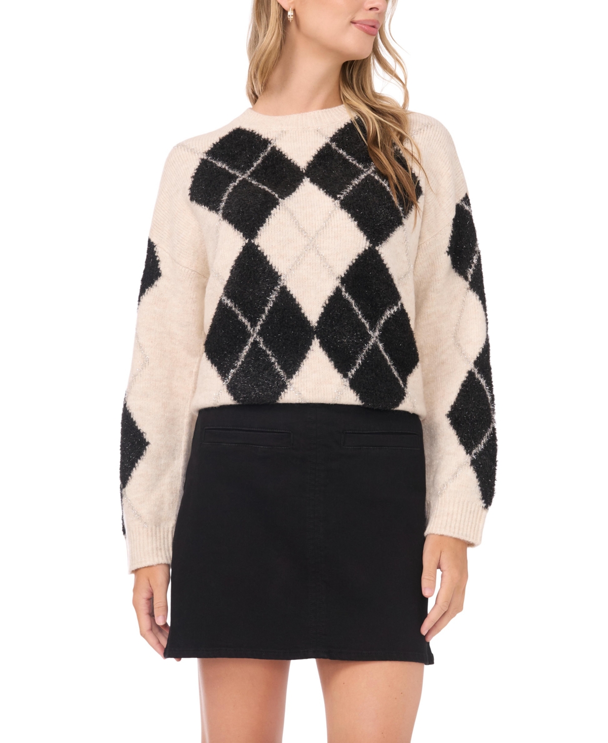 Click here for Vince Camuto Womens Argyle Long-Sleeve Sweater - L... prices