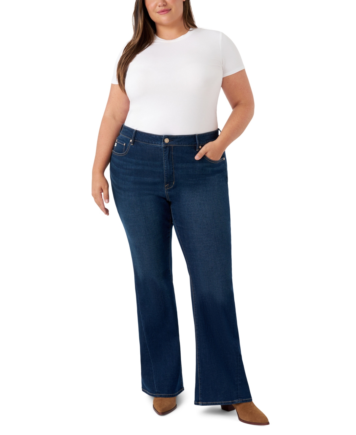 Click here for Seven7 Plus Size Generation Flare Jeans - London D... prices