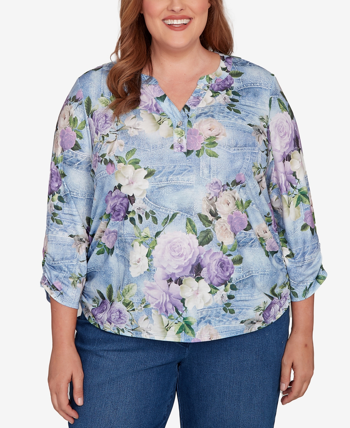 Click here for Alfred Dunner Plus Size Hilton Head Denim Floral A... prices