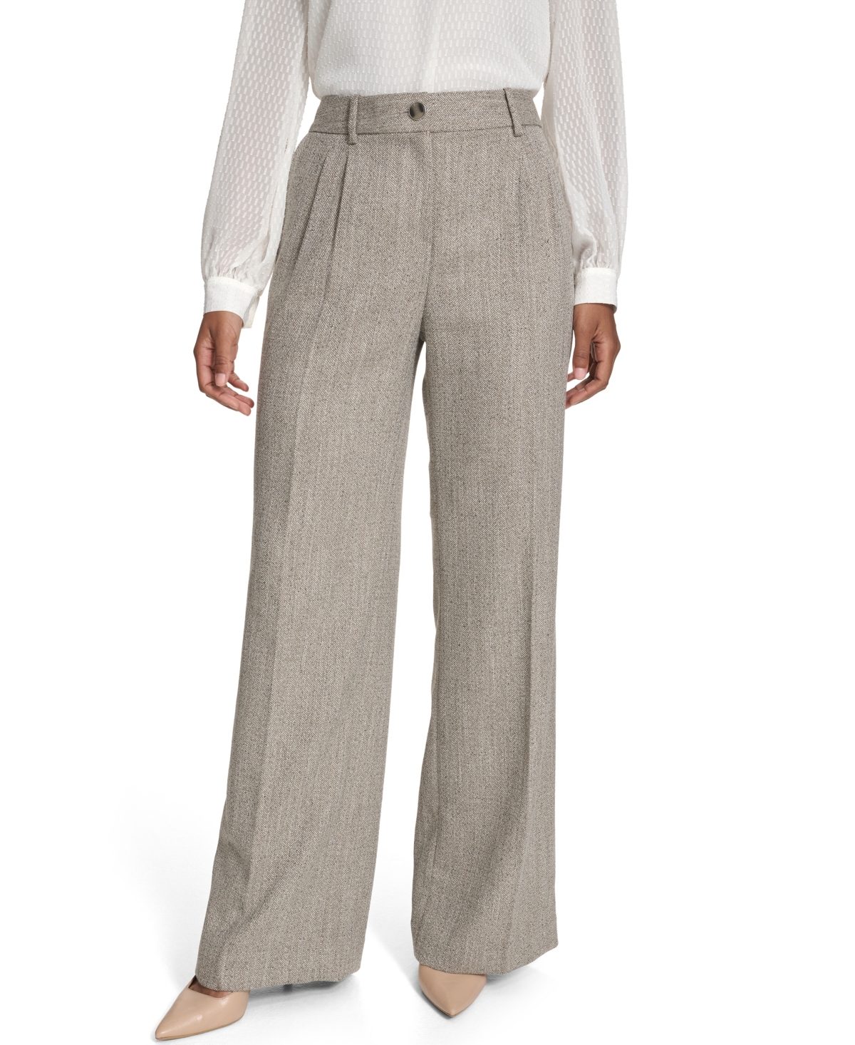 Click here for Calvin Klein Womens Novelty Pleated Wide Leg Pants... prices