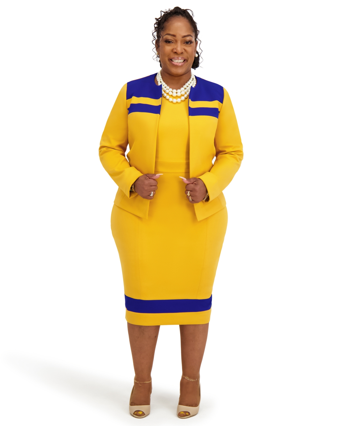 Click here for Kasper Seam Womens Crewneck Stripe Detail Sheath D... prices