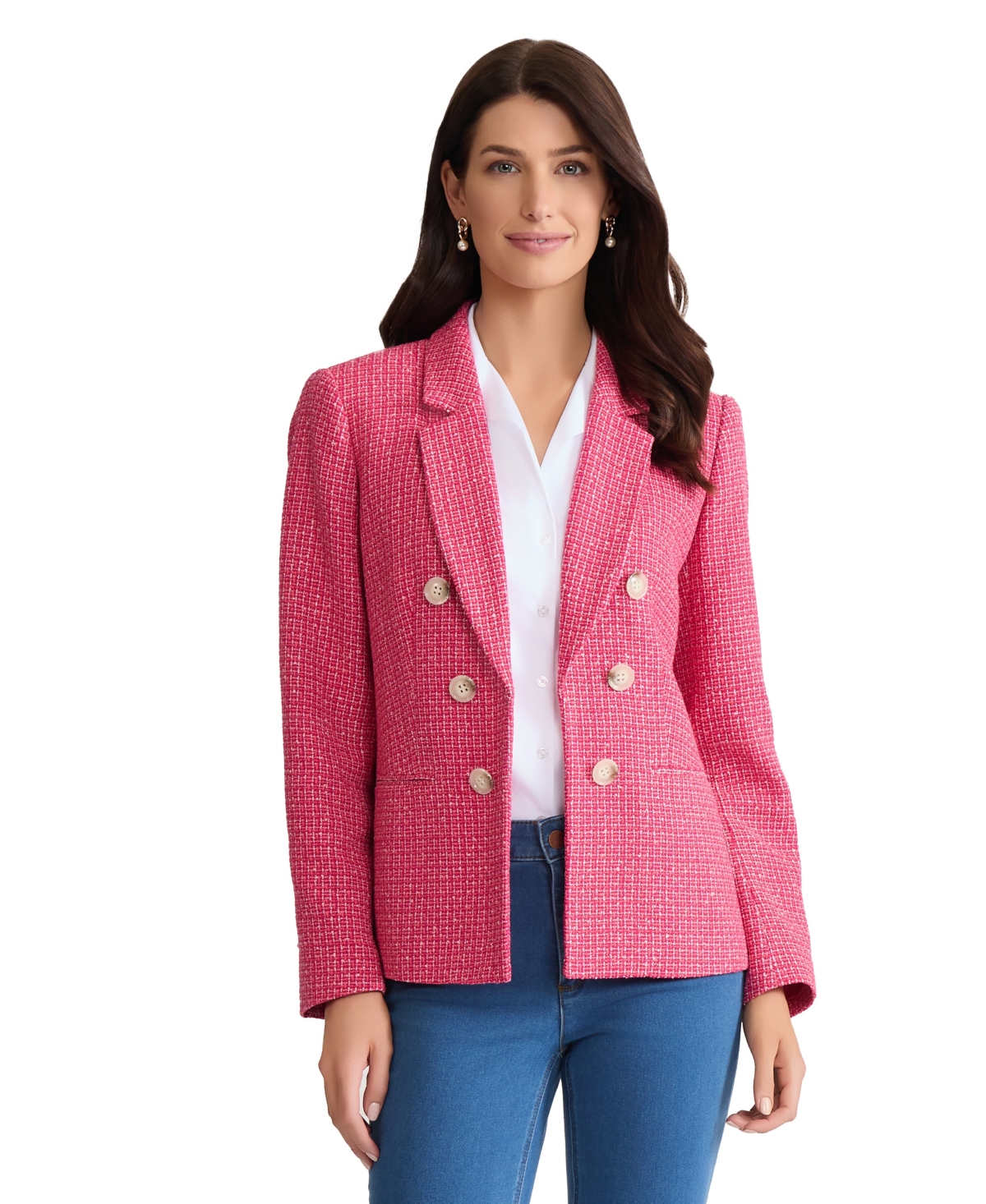 Click here for Jones New York Womens Double-Breasted Collared Jac... prices
