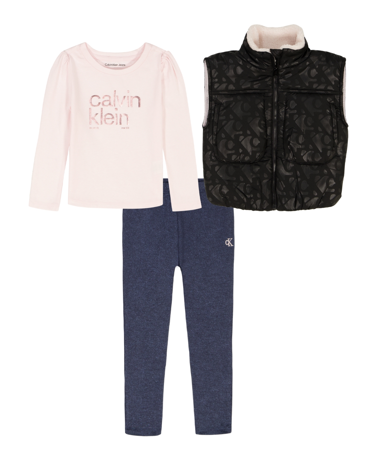 Click here for Calvin Klein Girls Toddler 2T-4T 3-Piece High Neck... prices