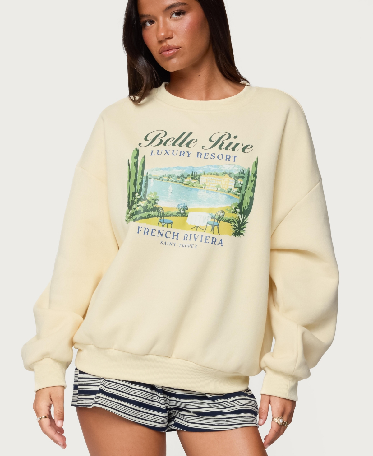 Click here for Edikted Womens French Riviera Oversized Sweatshirt... prices