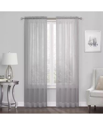 Kate Aurora Essential 1 Piece Silver Gray Sheer Voile Rod Pocket Window Curtain Panel 84 In. Long