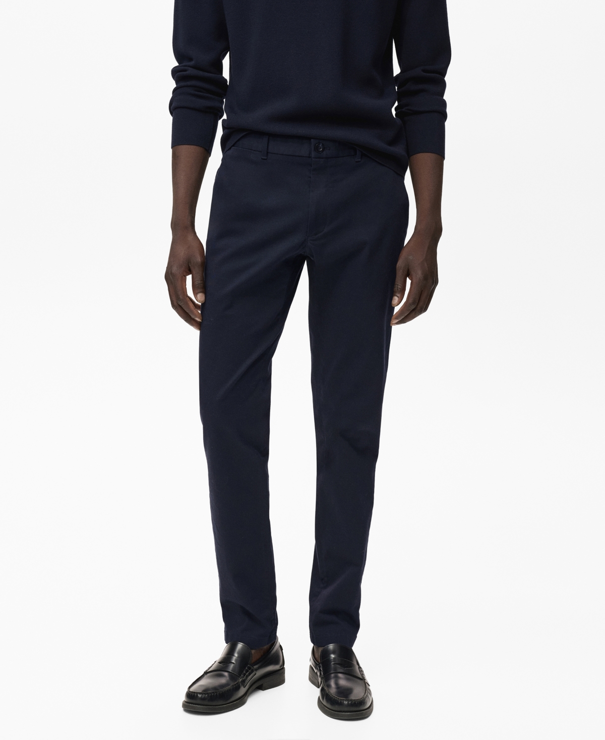 Click here for Mango Mens Barna Slim-Fit Twill Chino Pants - Navy prices