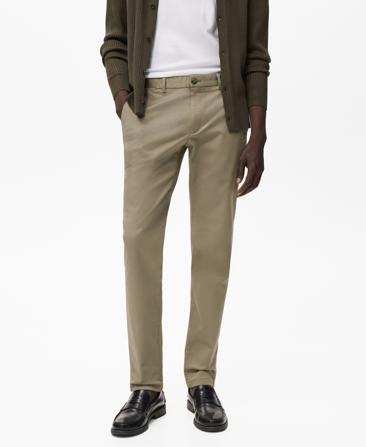 Click here for Mango Mens Barna Slim-Fit Twill Chino Pants - Mink... prices