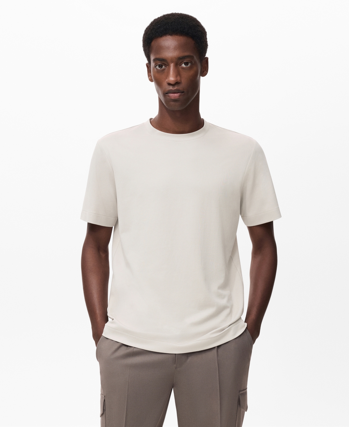 Click here for Mango Mens Regular-Fit Thermolite T-Shirt - Ice Gr... prices