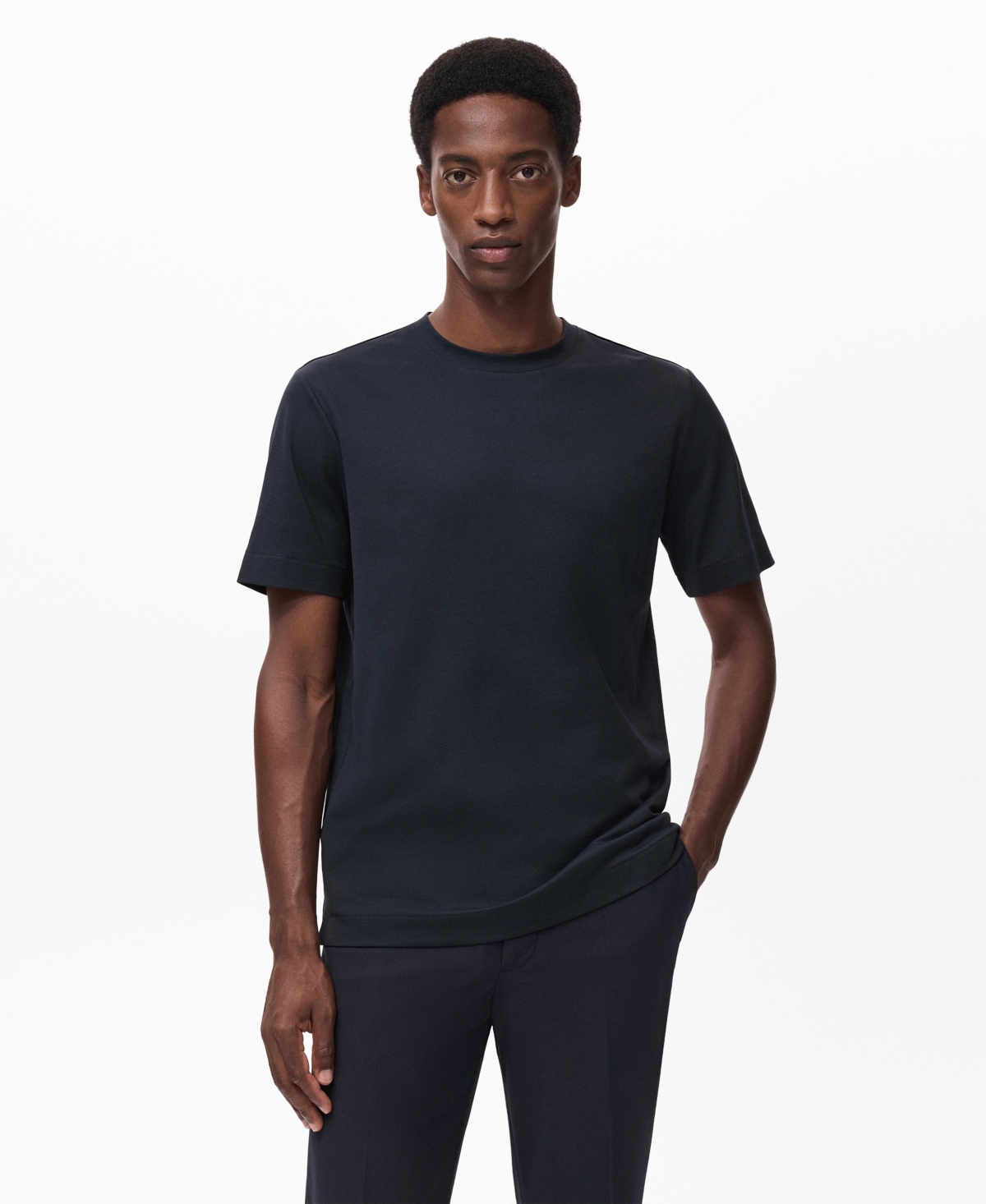 Click here for Mango Mens Regular-Fit Thermolite T-Shirt - Navy prices