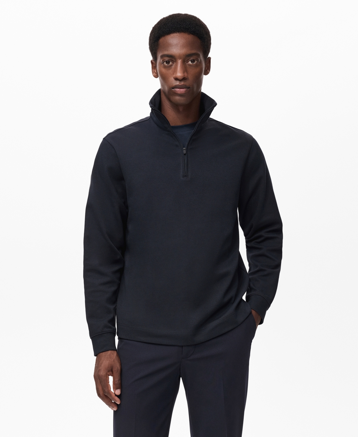 Click here for Mango Mens Regular-Fit Zipper Technical Sweatshirt... prices