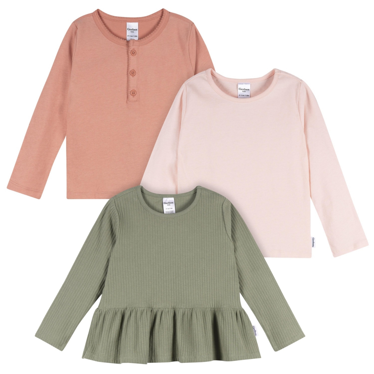 Click here for Gerber Baby Girls 3-Pack Long Sleeve Shirts - Pink prices