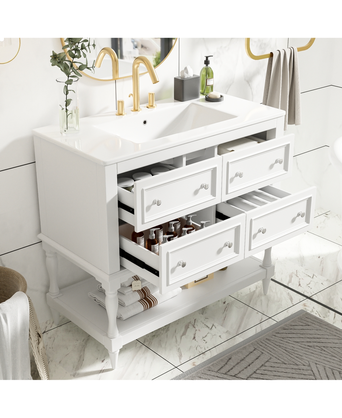 Click here for 36inch Bathroom Vanity Cabinet with 4 Drawers Soli... prices