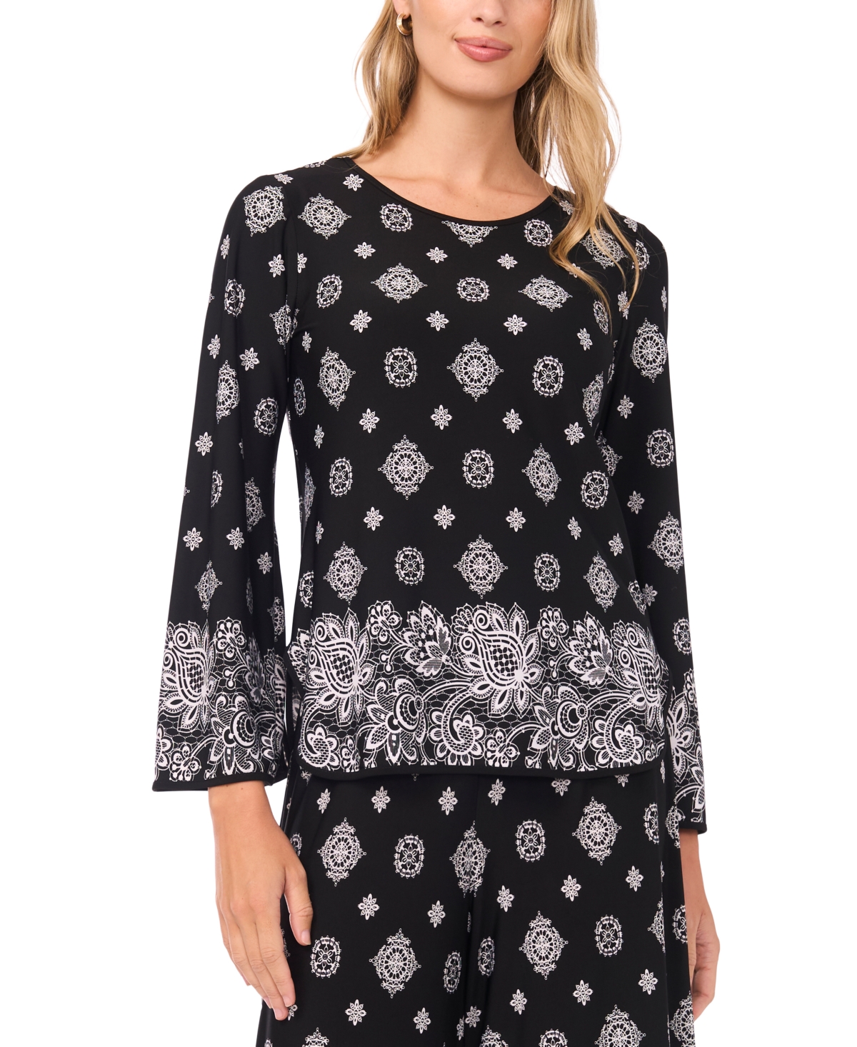 Click here for Sam & Jess Petite Bell Sleeve Crewneck Top - Rich... prices