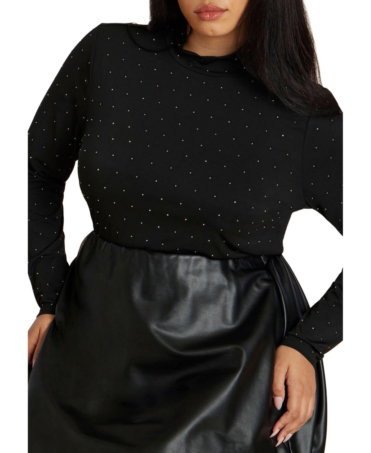 Click here for Eloquii Womens Embellished Mockneck Top - Black on... prices