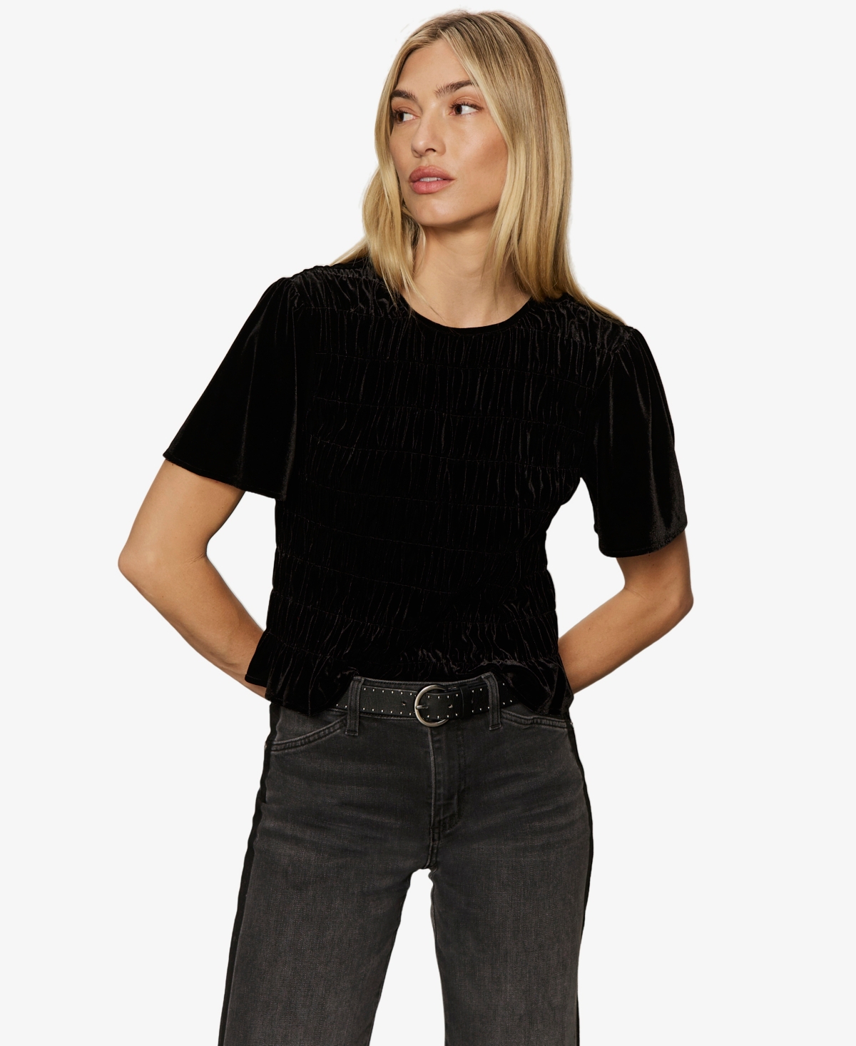 Sanctuary Womens We Belong Together Short-Sleeve Top - Black