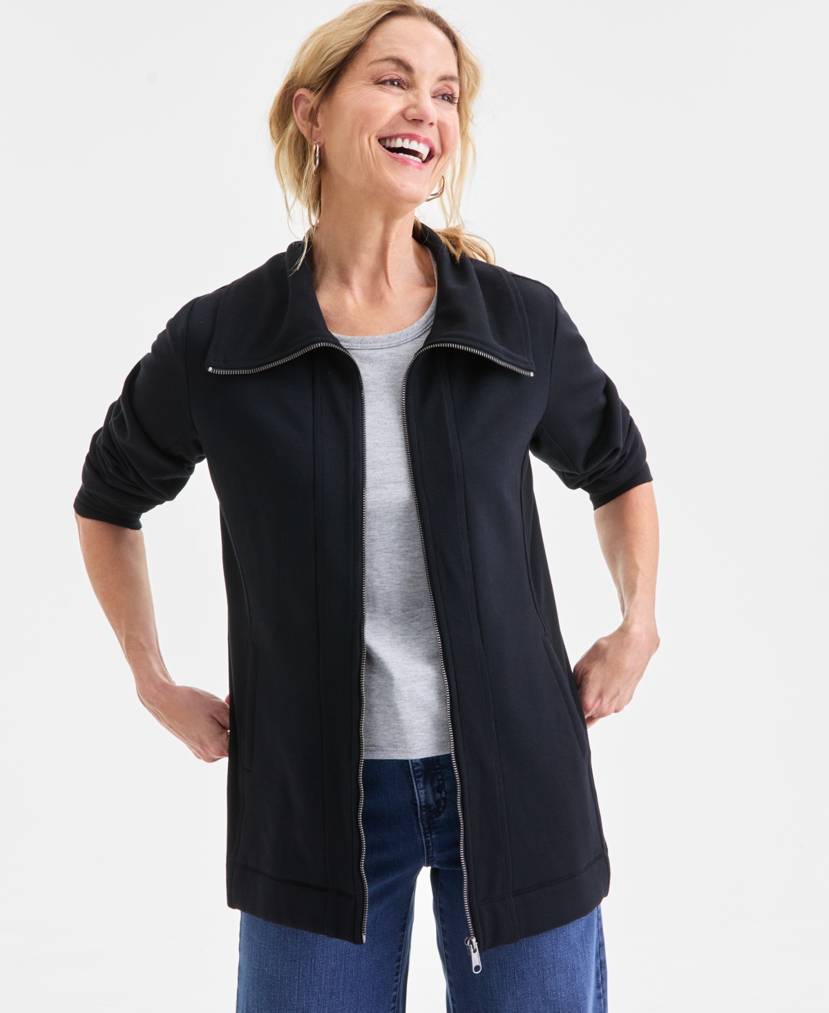 Click here for Style & Co Womens Zip-Front Fleece Tunic  Exclusiv... prices