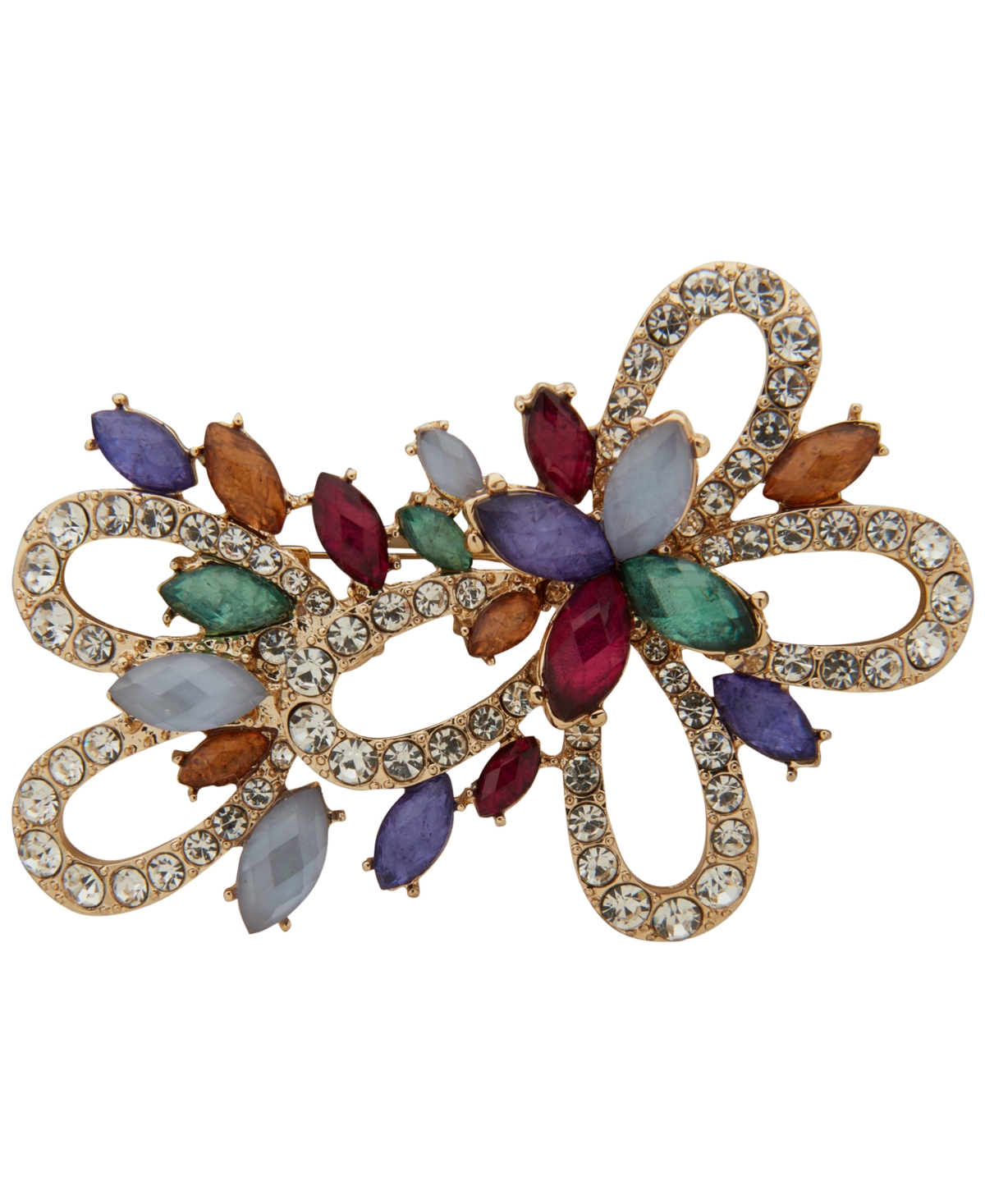 Click here for Anne Klein Gold-Tone Crystal Floral Bow Pin - Mult... prices