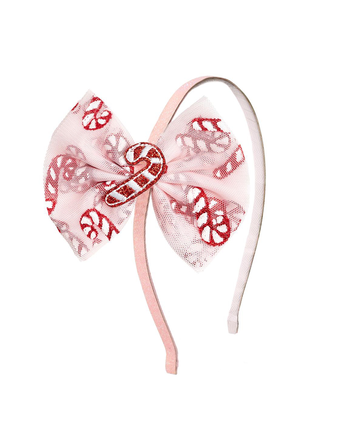 Sweet Wink Girls Candy Cane Confetti Christmas Bow Headband - Multicolor