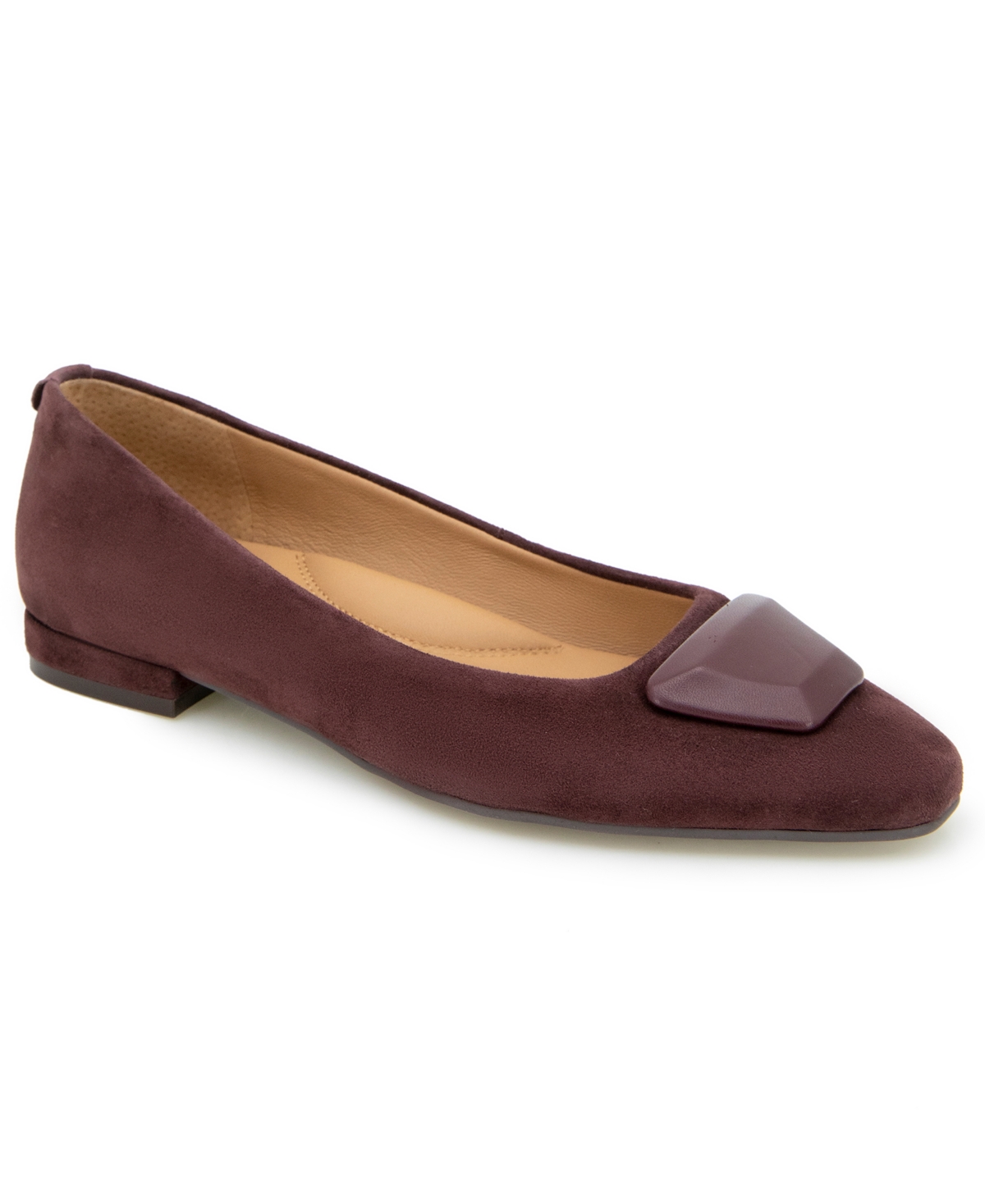 Gentle Souls Womens Hanette Square Toe Suede Flats - Burgundy Suede