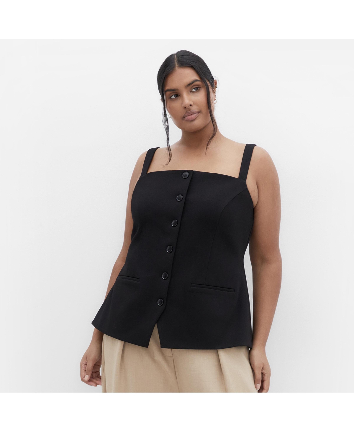 Click here for City Chic Womens Peyton Ponte Top - Black prices